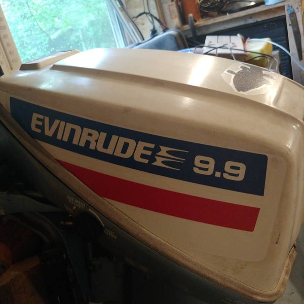 Evinrude Vintage Outboard Motor 9.9 HP Decal Kit Blue and Red + Free ...