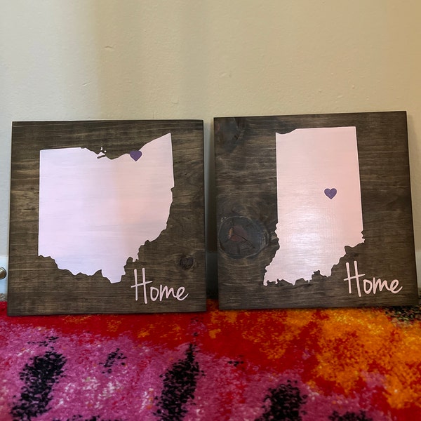 Painted Indiana Wood Sign State Home Sign Indianapolis Wall Art Moving ...