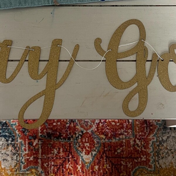 Custom Cursive Gold Glitter Banner / Personalized Script Glitter Sign ...