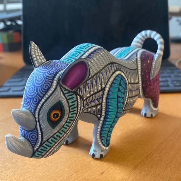 Alebrije Rabbit Oaxacan Wood Carving Hand Painted Mexican Craft Home ...