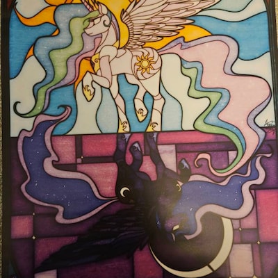 Princess Stained Glass A3 Print Celestia Luna MLP My Little Pony - Etsy