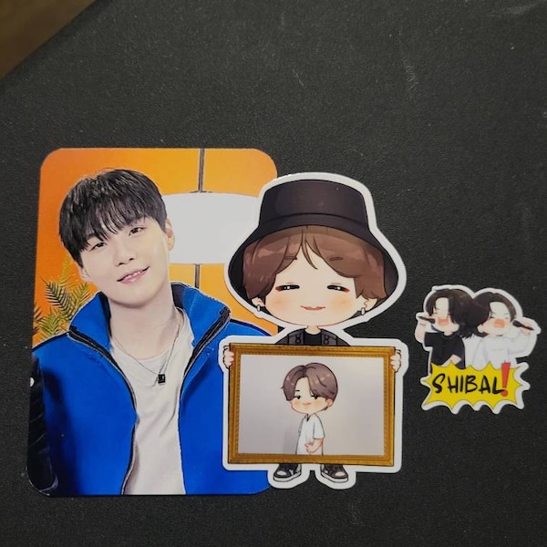 Jimin and Yoongi Rookie Actor of the Year Gold Frame Vinyl Waterpoof ...