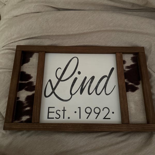 Custom Cowhide Name Sign Cow Print Sign Wedding Anniversary Gift ...