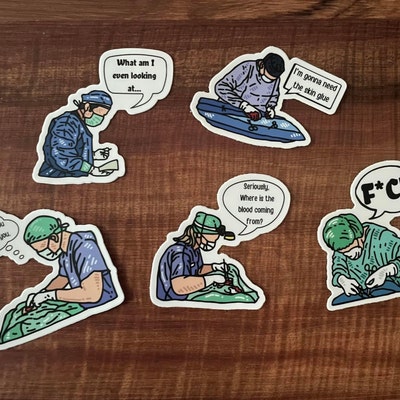 Surgeon Sticker 5-pack,funny Doctor Sticker Pack,surgeon Stickers ...