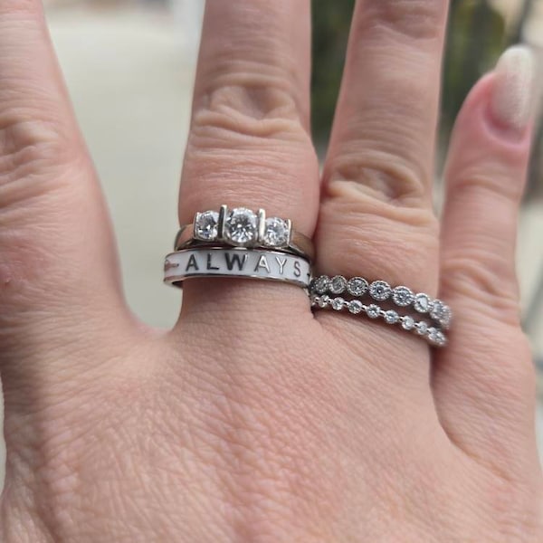 4mm Wide Charlotte Ring, Fluffy Slim Ring, Puffy Stacking Ring, Ribbed ...