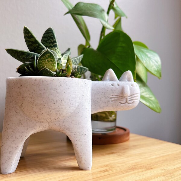 Cat Planter Pot for Cactus - Cat Plant Gifts - Cat Succulent Planter ...