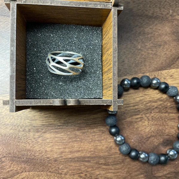 Parametric Design Handmade Sterling Silver Men Brutal Ring, Silver Men ...