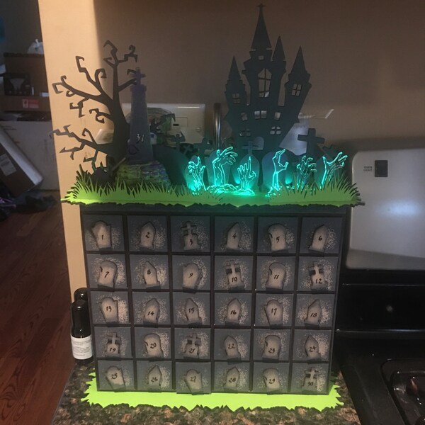 Personalized Halloween Countdown Advent Calendar Wooden Light up Zombie ...