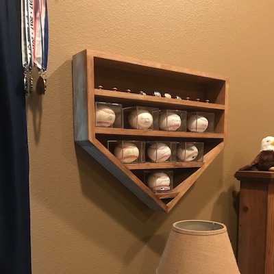 Large Baseball Display Shelf, Holds 20 Baseballs and 16 Championship ...