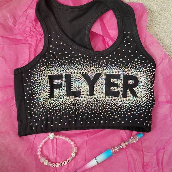 Summit Bound Scatter Rhinestone Mouse Ears Cheer Sports Bra - Etsy