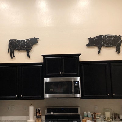 Beef Cuts Metal Sign Kitchen Cow Decor Butcher Shop Steer Wall Art ...