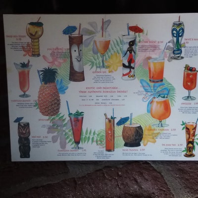 Vintage Tiki Restaurant Drink Menu Decoupaged on Wood - Etsy