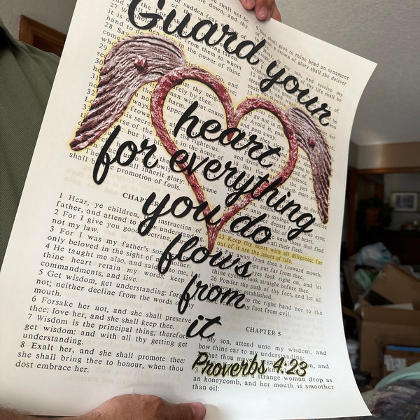 Vintage Bible Page Verse - Guard Your Heart for Everything You Do Flows ...