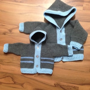 Crochet Work Sock Sweater Pattern. Cardigan. 0-3, 3-6, and 6-12 Months ...