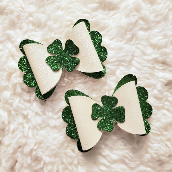 Bow SVG, Four Leaf Clover Bow Template, Shamrock Faux Leather Bow PDF ...