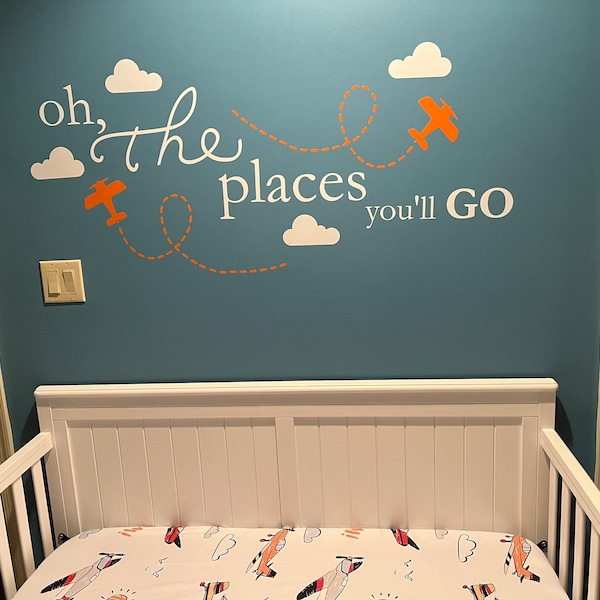 Oh the Places You'll Go Planes Clouds - Nursery or Bedroom Decor Ideas ...