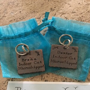 Hand Stamped Cat ID Tag-indoor Cat Tag-tag for Kitty-hand Stamped Cat ...