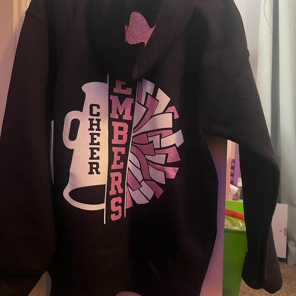Glitter Cheer Zip Hoodie | Cheer Hoodie | Cheer Bling | Cheer Spirit ...