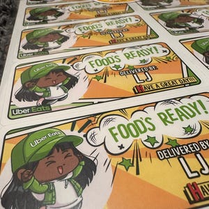 Personalized Uber Eats Labels Delivery Bag Shaped Stickers Food ...