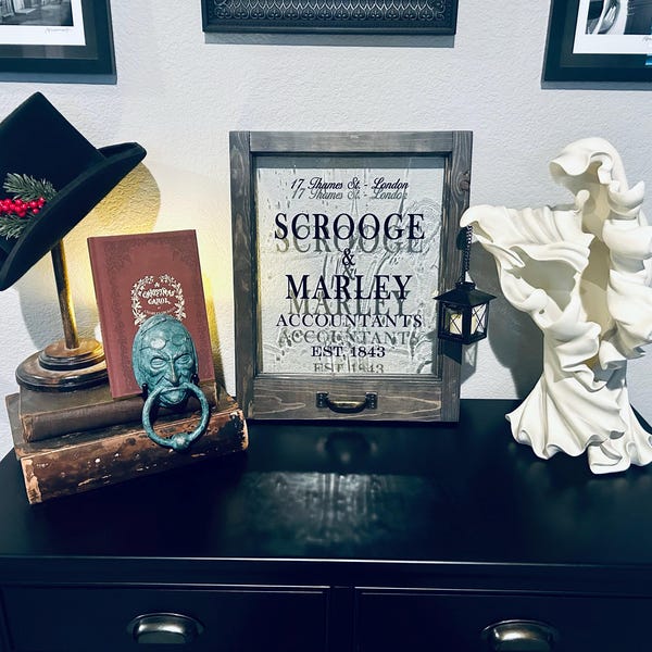 Christmas Carol Wall Art - Scrooge and Marley Window – Unique Holiday ...