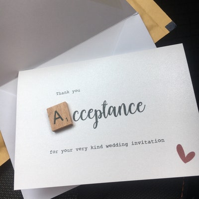 Wedding Acceptance Card Acceptance Card Wedding Invite RSVP Reply Card ...