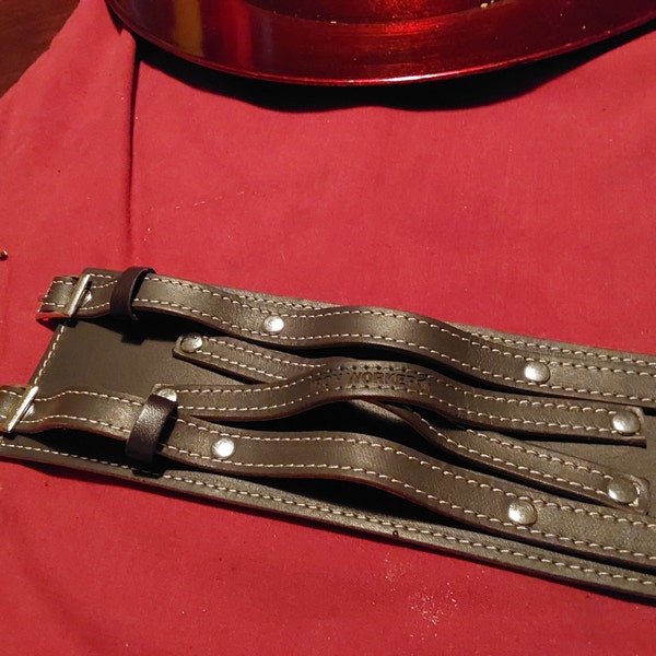 Wide Stitched Leather Wristbands - Leather Wrist Cuff - Leather ...