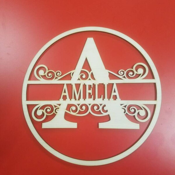 Round With Frame Split Monogram Name Sign Alphabet Letters Digital ...