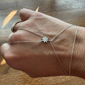 CZ Leaf Hand Chain Bracelet Silver Wrap Bracelet Adjustable - Etsy