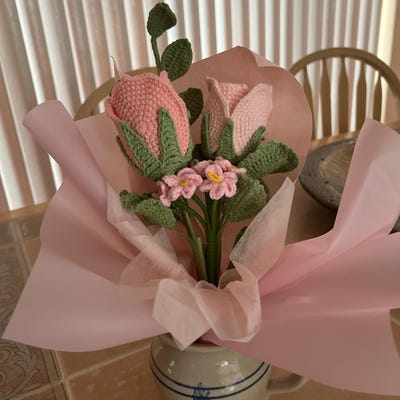 Crochet Flowers Bouquet Handmade, Finished Product,rose,lily,orchid for ...