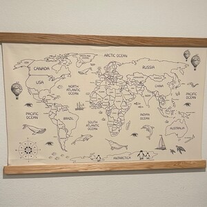 Retro World Map Wall Decal World Map Wall Sticker Nursery - Etsy