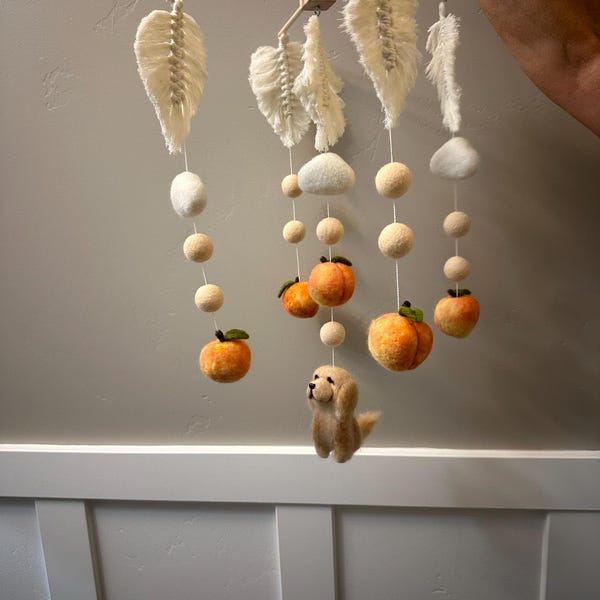 Customized Felted Baby Mobile. Nursery Felted Mobile With Dogs ...