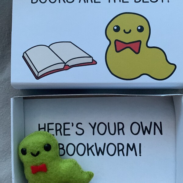 Felt Bookworm Magnet in a Matchbox - 'books Are the Best - Here's Your ...