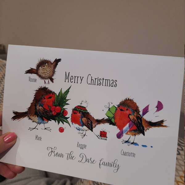 Pack of Robin Personalised Christmas Cards, Custom Christmas Cards ...