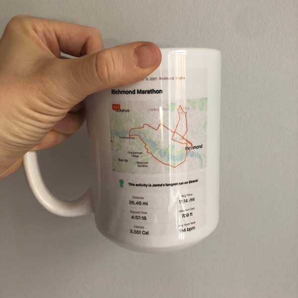 Strava Map Coffee Mug, Runner Mug Gift, Custom Running Sport Activity ...