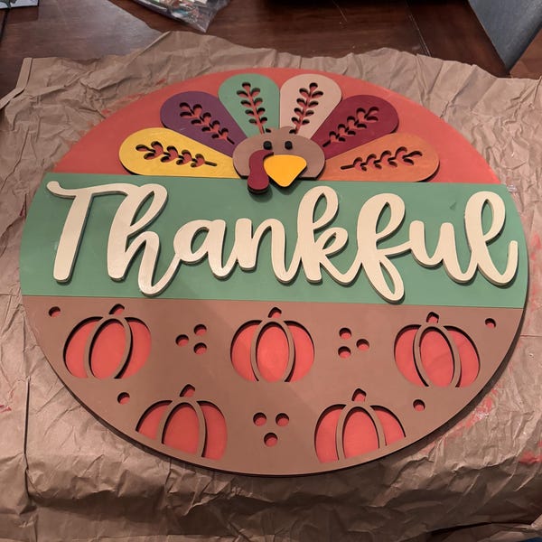 Thankful Turkey DIY Door Hanger Kit – Laser Cut Wood Sign - Etsy