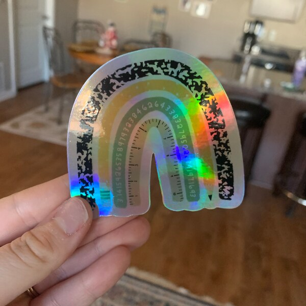 Math Rainbow Holographic Waterproof Vinyl Sticker | Math Sticker ...