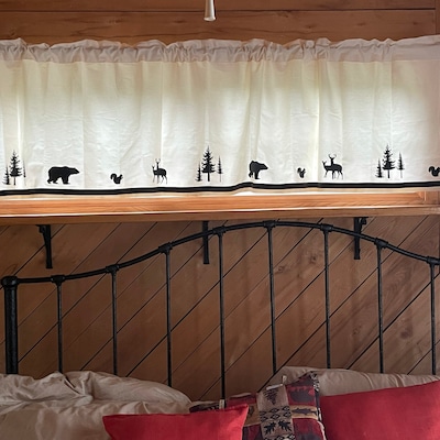 Forest Bear Woods Rustic Primitive Cabin Window Valance Curtain in Your ...