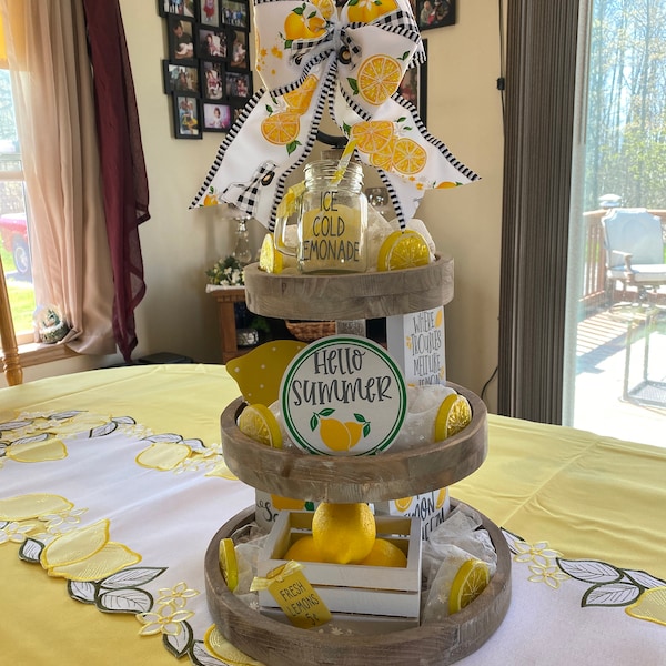 Lemon Tiered Tray Decor, Summer Tiered Tray Bundle, Lemonade Tiered ...