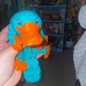 Large Articulated Platypus 3D Printed Figure With Removable Hat ...