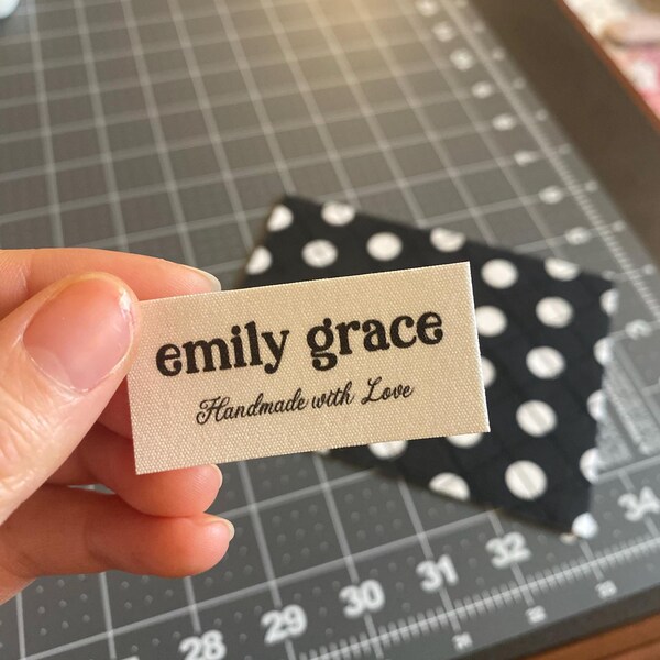 Custom Printed Cotton Quilt Label Single Personalized Cotton Label ...
