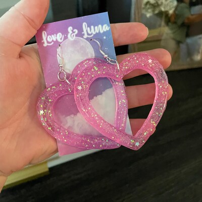 Lover Earrings/taylor Swift Lover Earrings/glitter Earrings/big Heart ...