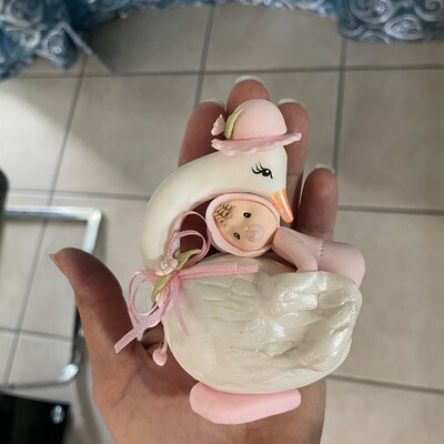 Stork Holding Baby Cake Topper, Centerpiece, Table Decor, Baby Shower ...