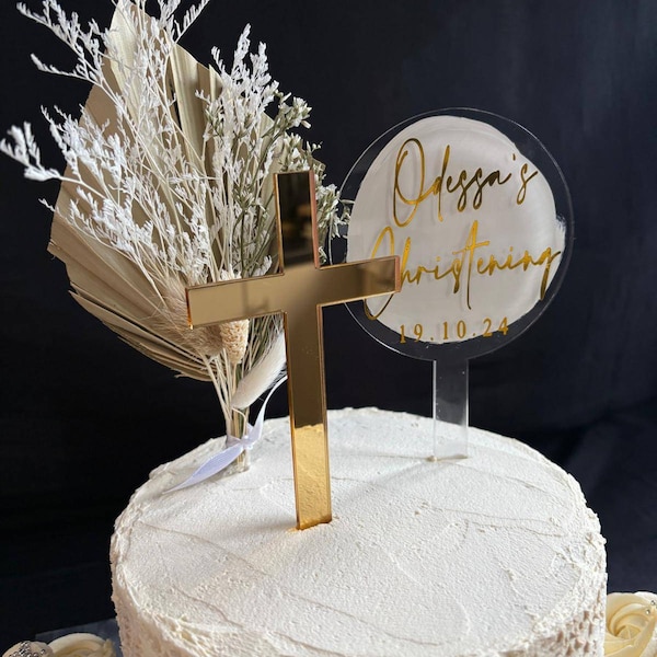 Acrylic Baptism Cake Topper Bold Script Style, Baptism Cake Topper ...