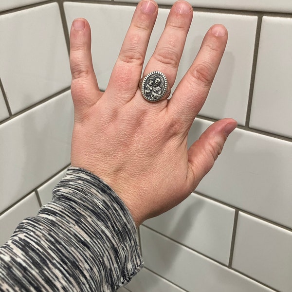 Handmade Saint Joseph Signet Ring for Men , Christian Saint Ring in ...