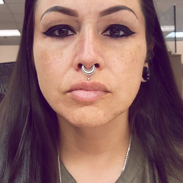 16G Triple Lined Septum Ring/layered Septum Hoop/stack Septum Jewelry ...