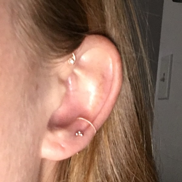 Nose Ring Diamond Cut Cartilage Gold or Silver - 24 Gauge THIN TINY ...