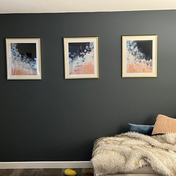 Blush Pink Nautical Print, Navy Ocean Art, Navy Blue Wall Art, Abstract ...