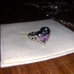 Y2K Grunge Rings Nana Anime Chained Pink Heart Ring 2000s - Etsy