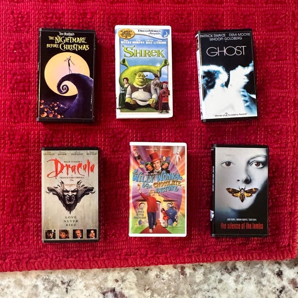 Mini 1:6 VHS (K-Z Titles) Tapes Choose the Movie! Retro Miniatures 80's ...