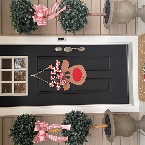 Reindeer Door Hanger | Christmas Door Hanger | Happy Holidays | Rudolph ...